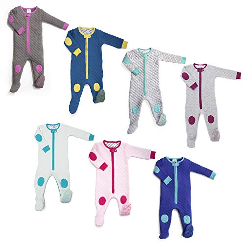 baby deedee Sleepsie Cotton Quilted Footie Pajama, Heather Gray/Mauve, 12-18 Months, (527)
