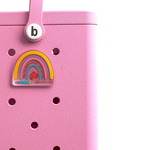 BOGGbeans Teacher Life Charm for Bogg Bag, Simply Southern Totes, and Similar Styles. Acrylic 3" Teacher Charm Accessories for Beach Totes