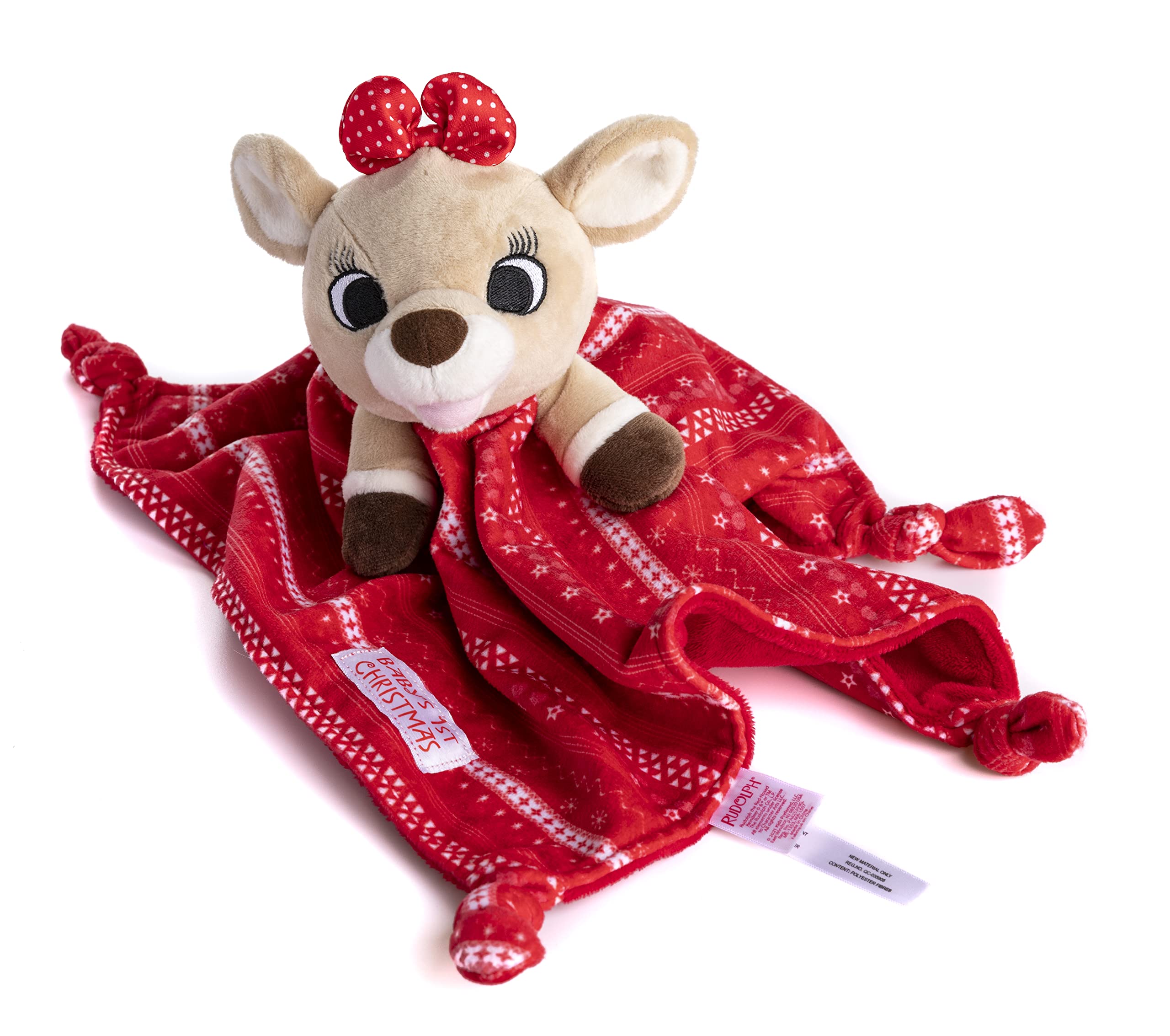 KIDS PREFERRED Rudolph The Red-Nosed Reindeer Clarice Plush Stuffed Animal Snuggler Lovey Security Blanket, 12.5 Inches