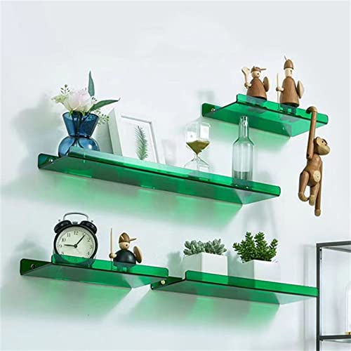 4 Pack Acrylic Floating Shelves, Wall Mounted Invisible Bathroom Shower Shel, for Home, Bedroom, Bathroom, Kitchen Storage(4Pcs, Green)