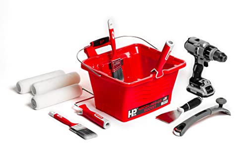 HANDy Paint Products Pro-Go Bucket Paint and Tool Bucket with Brush Holder That Attaches to Most Ladders, 1 Gallon, Red