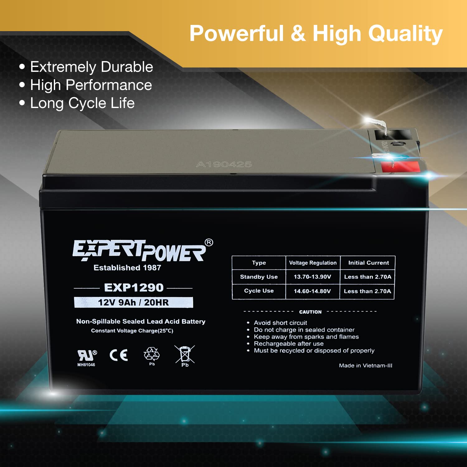 ExpertPower 12V 9Ah Compatible Battery Compatible with APC Back-UPS NS1250, NS 1250-2 Pack