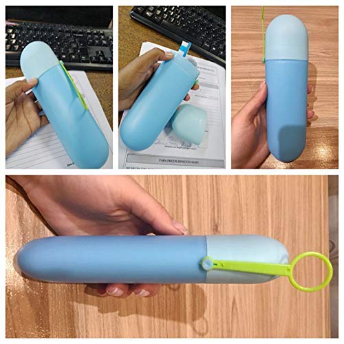 Cafurty 2 Pcs Toothbrush Toothpaste Travel Container Cases, Toothbrush Case Storage Box Holder with Hanger, Portable Spoon fork Storage Case for Travel, Family, Camping
