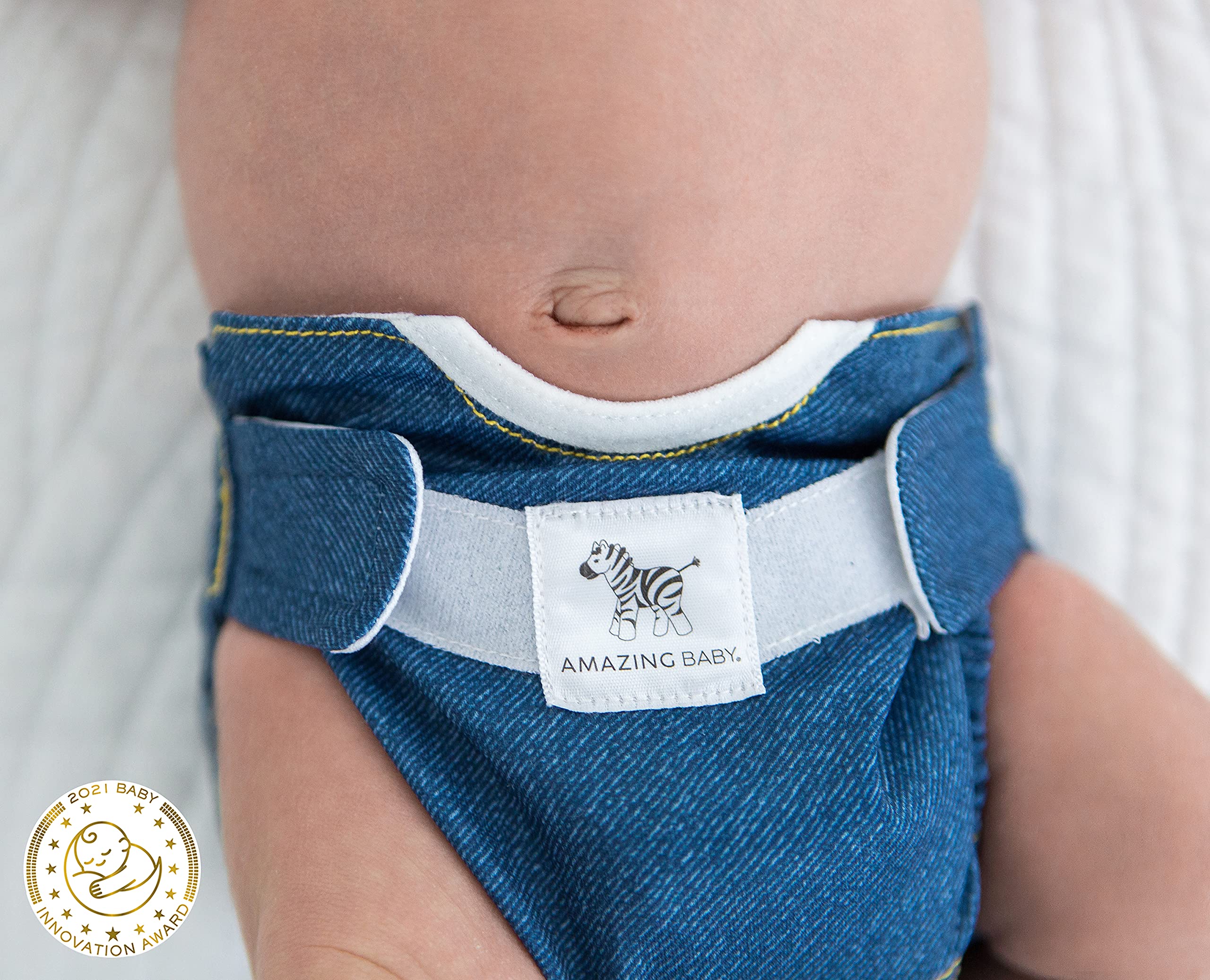 Amazing Baby Hybrid Cloth Diaper Cover/Swim Diaper, Newborn, Sz 1 (8-15 lbs), Use Boosties Disposable or Reusable Inserts, Blue Jean, SmartNappy Set: Cover + Tri-Fold + Booster Pad