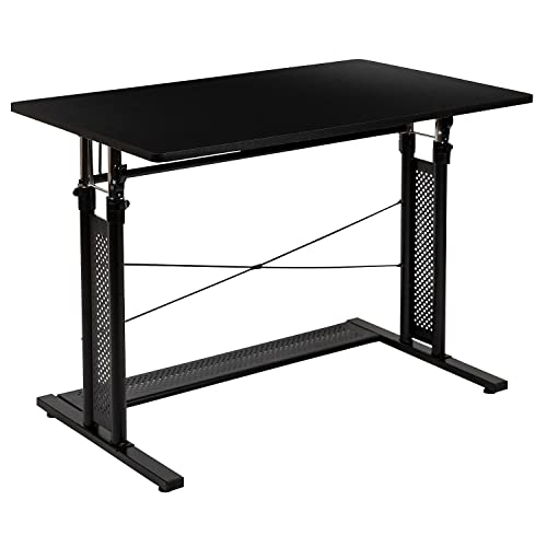 Flash Furniture Fairway Height Adjustable (27.25-35.75"H) Sit to Stand Home Office Desk - Black
