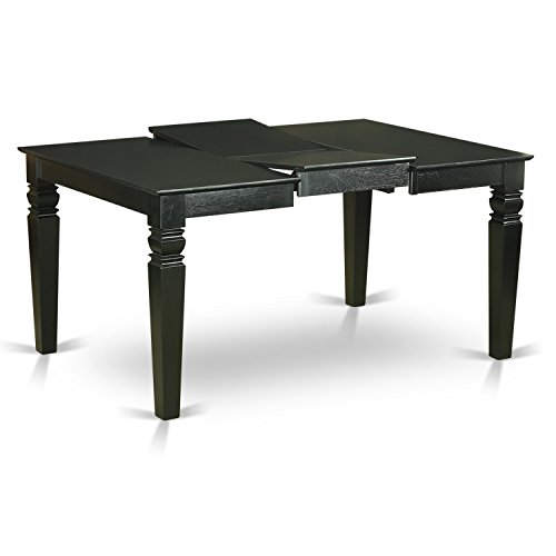 EAST WEST FURNITURE 7Pc Rectangular 42/60 inch Dinette Table With 18 In Leaf And 6 Parson Chair With Black Leg And Linen Fabric Shitake