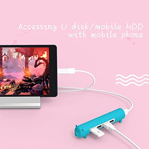 SHYPT 4 in 1 Cute Pet-Shape HUB for MAC Notebook Aluminum Alloy Silicone 100cm Detached Data Cable (Color : Pink)