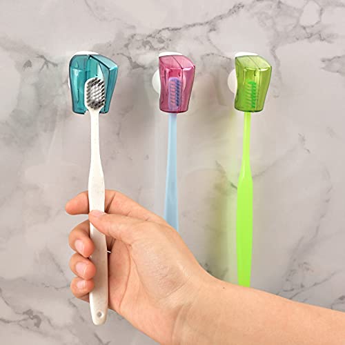 Y-Kelin Toothbrush Covers with Suction Caps - Portable Toothbrush Protector (3 PCS)- Tooth Brush Head Cover Cups for Bathroom and Travel