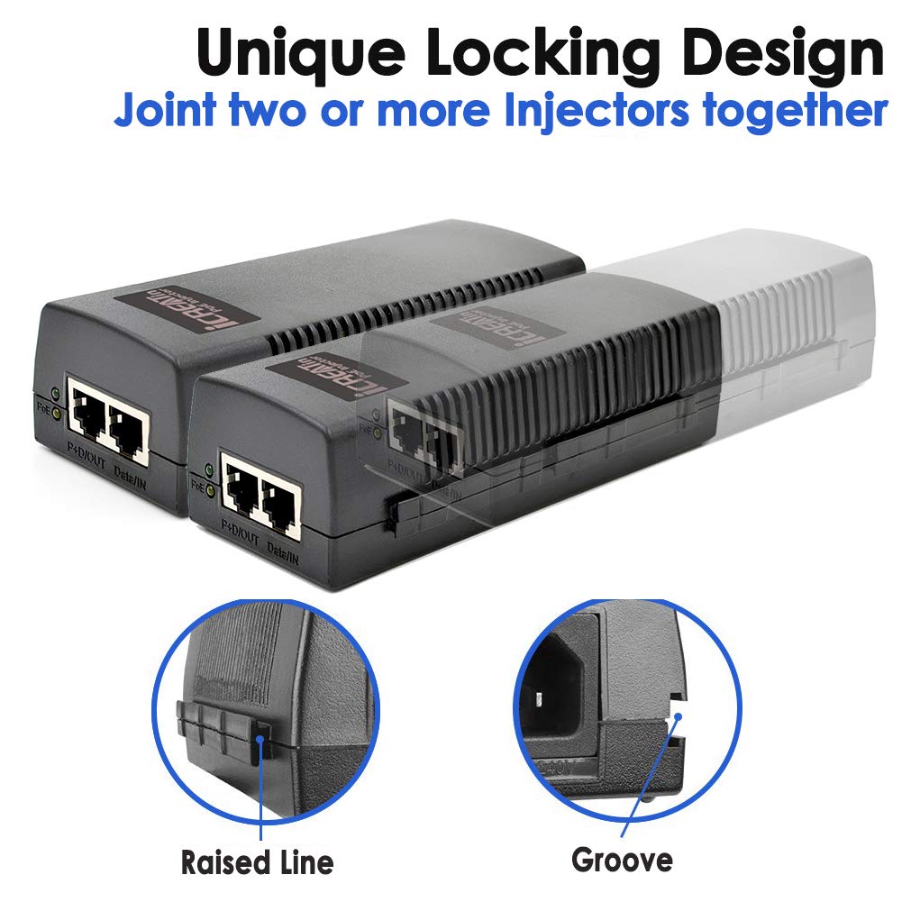 Gigabit PoE+ Injector, IEEE802.3AT/af Compliant, 30W POE Power Adapter Compatible with Ubiquiti U-POE-at, U-POE-AF, TL-PI30G, Suitable for U6 AP U6-LR, U6-LITE & U6-PRO