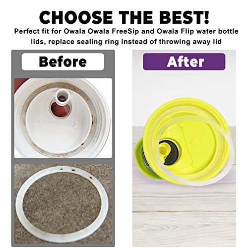 6 Replacement Straws for Owala Water Bottle, Reusable Plastic Straws with Straw Cleaning Brush, 2 Replacement Rubber Lid Sealing Rings Compatible for Owala FreeSip & Owala Flip Water Bottle
