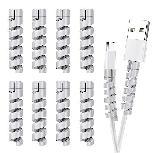 Cable Protector for Phone Pad Notebook Silicone Cord Protector 8 PCS Charger Protectors - Cable Cord Saver for Headphone Laptop Cellphone Cable Accessories (Grey)