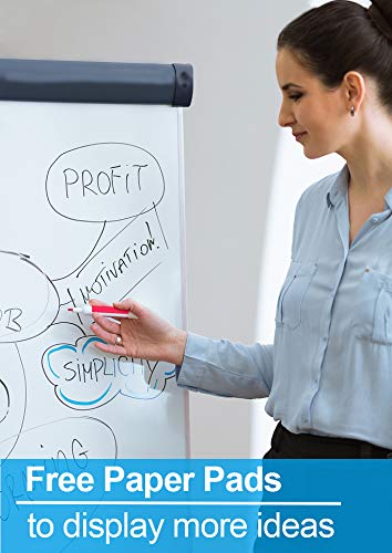 DexBoard Dry Erase Easel 24" x 36"|Height Adjustable Magnetic White Board Easel with Tripod Stand|Office Presentation Board w/Flipchart Pad, Magnets & Eraser, Black