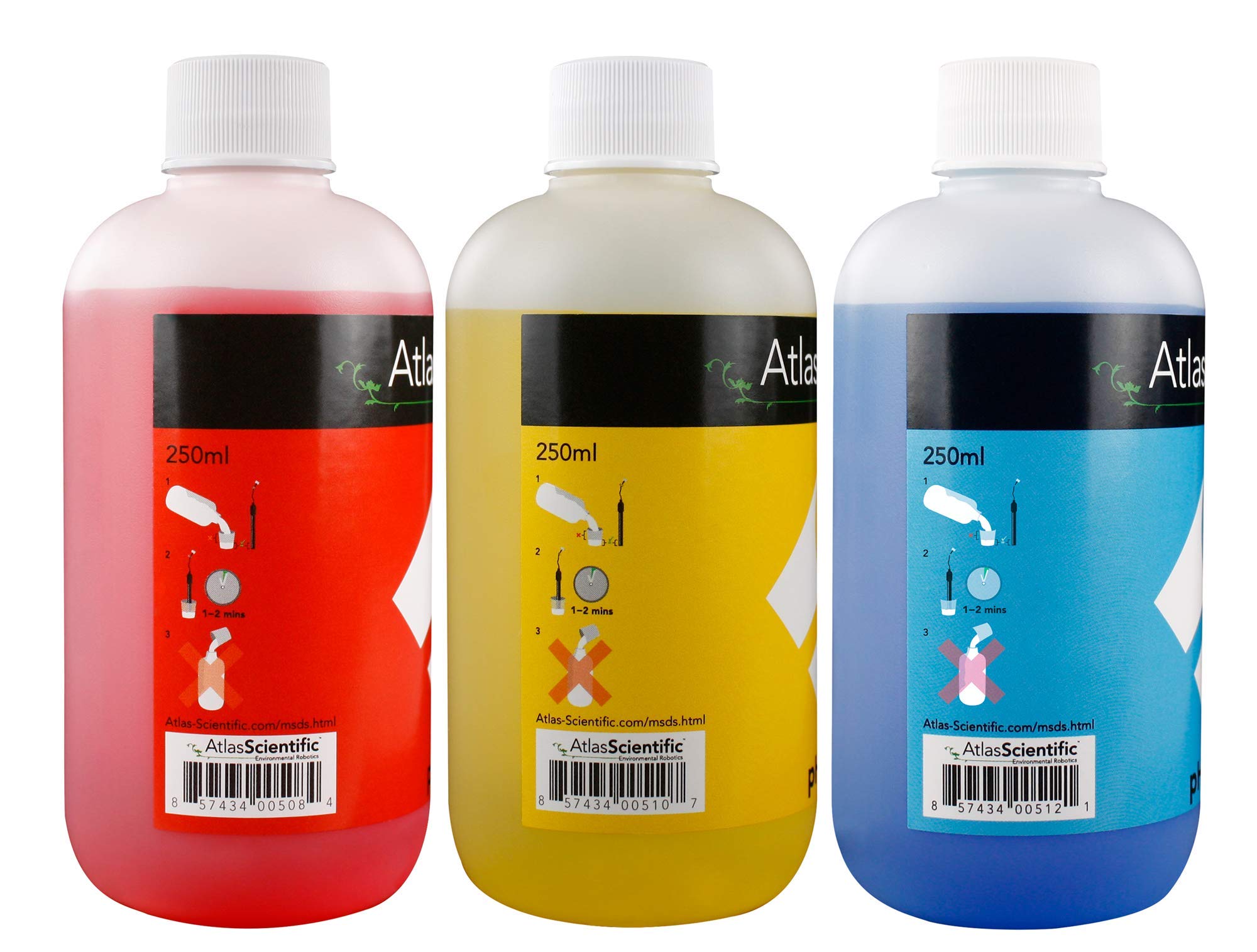 Atlas Scientific pH 4.00, 7.00, & 10.00 Calibration Solution 250ml - 8oz (Pack of 3)