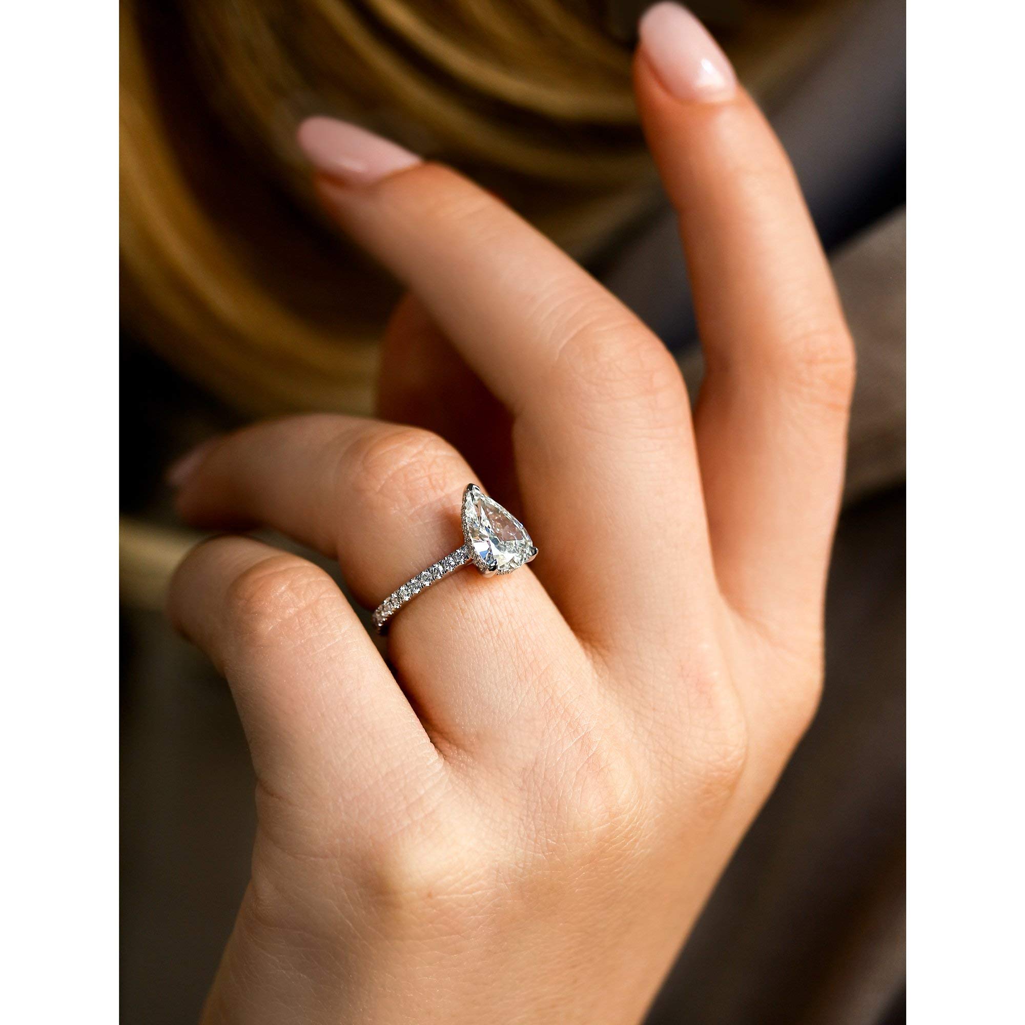 2.38 ct tw The Pear Hidden Halo Diamond Ring (GIA Certified) - 7 / white-gold