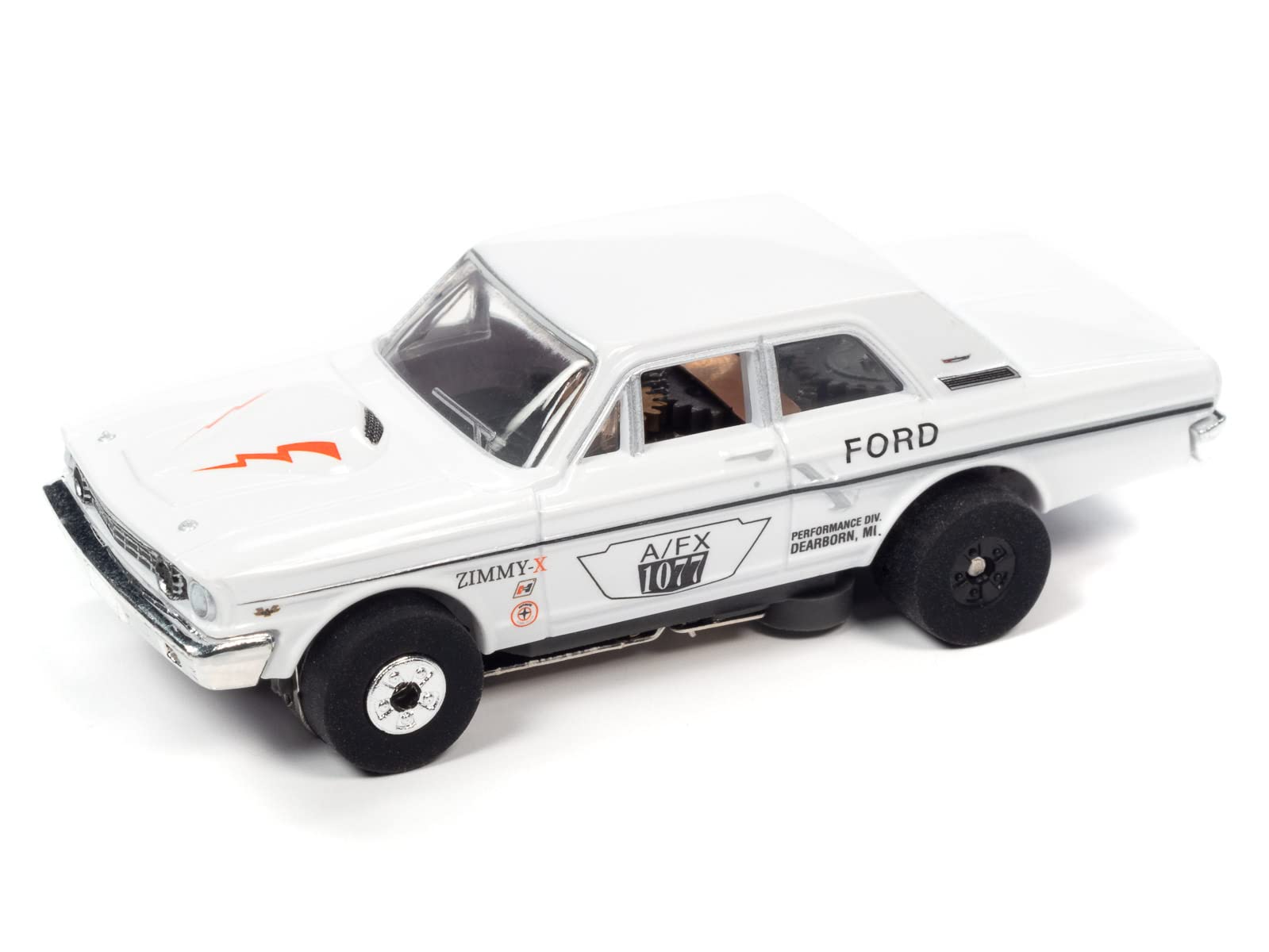 Auto World Thunderjet Cars N Coffee 1964 Ford Thunderbolt (White) HO Scale Slot Car