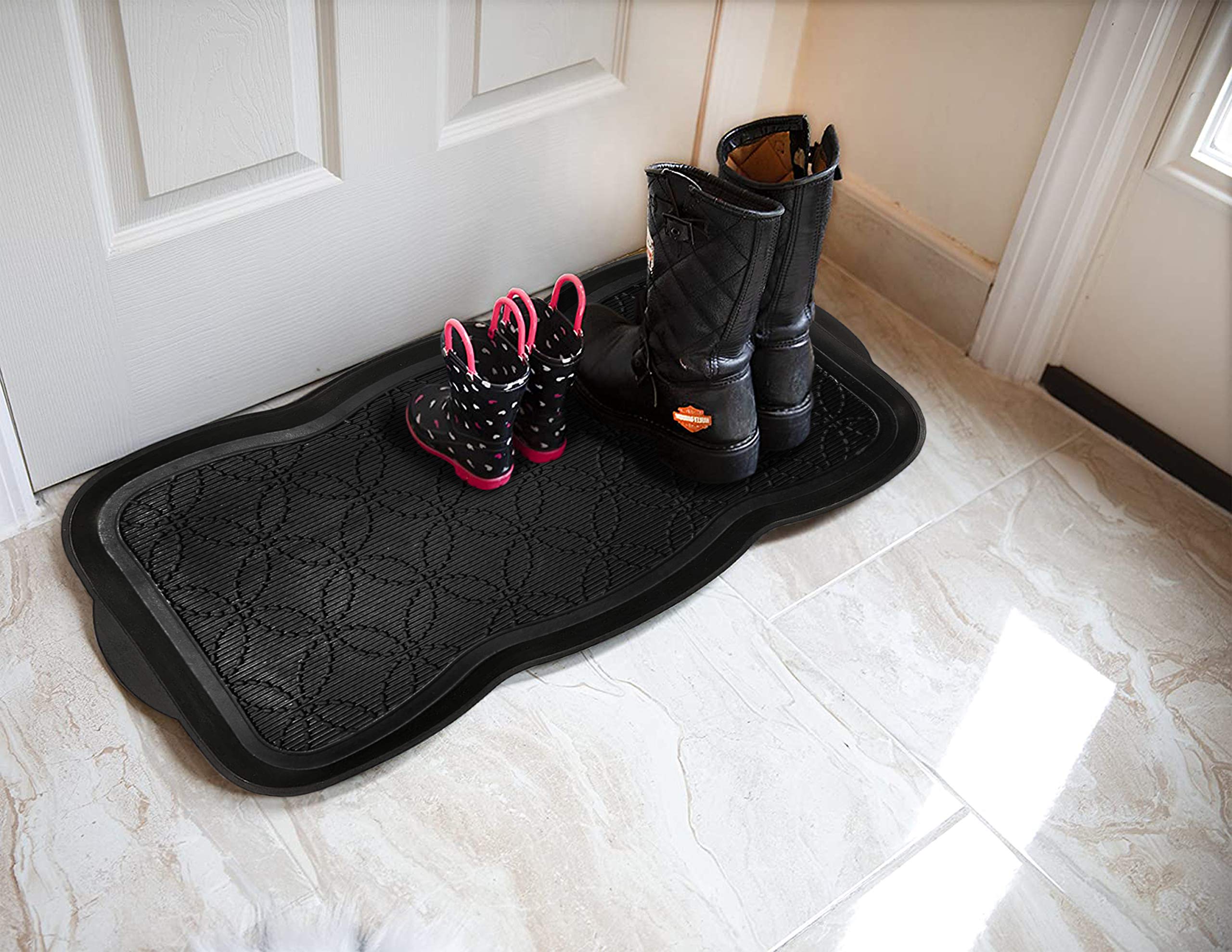 A1 HOME COLLECTIONS A1HC Boot Tray-Water Resistant Rubber Utility Shoe Mat 16"x31" for Indoor and Outdoor Use in All Seasons Multi-Purpose Boot Tray Mat