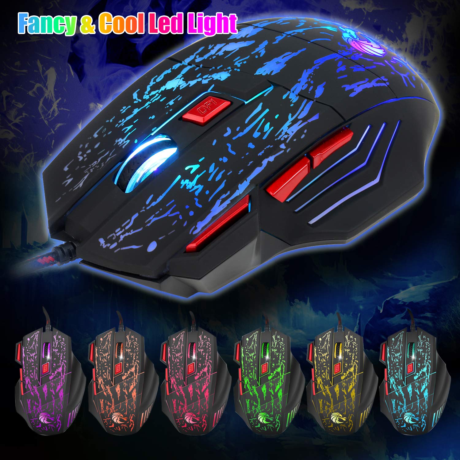 MoModer One Hand Gaming Keyboard and Mouse Combo, 35 Keys Wired Mechanical Feel Rainbow Backlit Gaming Keyboard with Gaming Mouse for PC PS4 Xbox Gamer