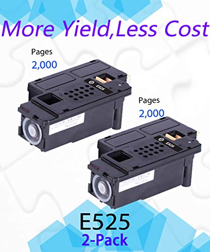 EASYPRINT 2-Pack of Black Compatible Toner Cartridges Replacement for Dell E525W E525 Used for Dell E525W Wireless Color Laser Printer for 593-BBJX 593-BBJU 593-BBJV 593-BBJW