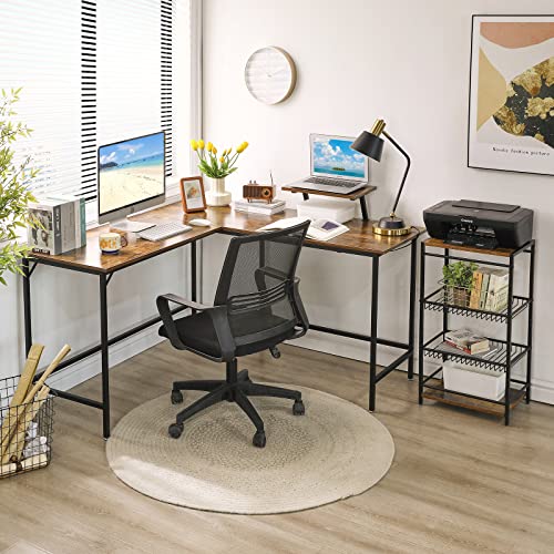 IBUYKE Industrial 53-Inch L-Shaped Computer Desk with Monitor Stand, Large Modern Corner Desk, Study Writing Workstation for Home Office, Space-Saving Gaming Table, Easy Assembly UTMJ052H