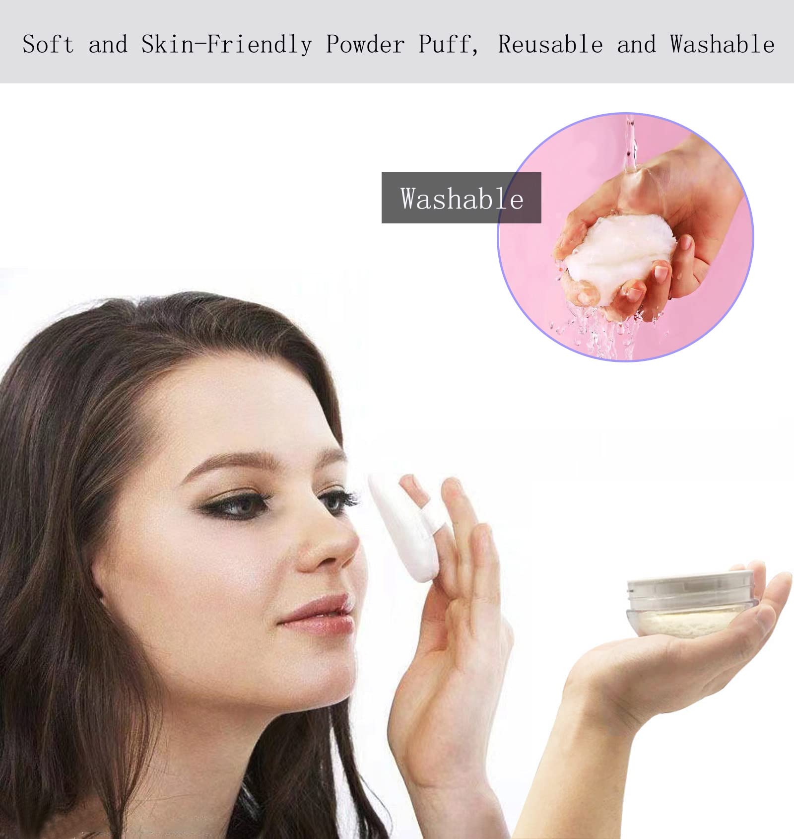Powder Puff, Loose Powder Containers, Reusable Empty Makeup Powder Container with Elasticated Net Sifter for Setting Powder, Face Powder, Loose Powder, ect, for Travel and Daily Use