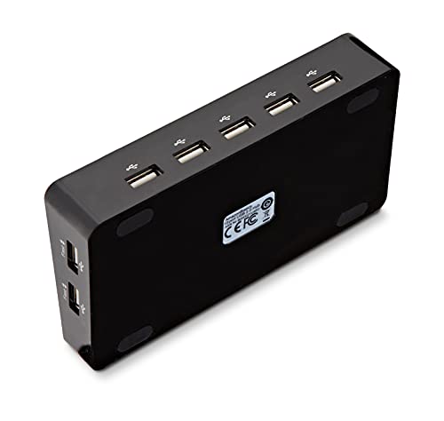 Amazon Basics 10 Port USB 2.0 Hub, 5-Pack For Tablets, BLACK