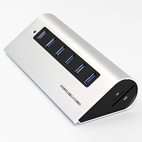 SHYPT 6 Port USB3.0 HUB One Point Six USB2.0/3.0 Docking Station Card Computer Notebook U Disk Multi-Port Splitter (Color : White)