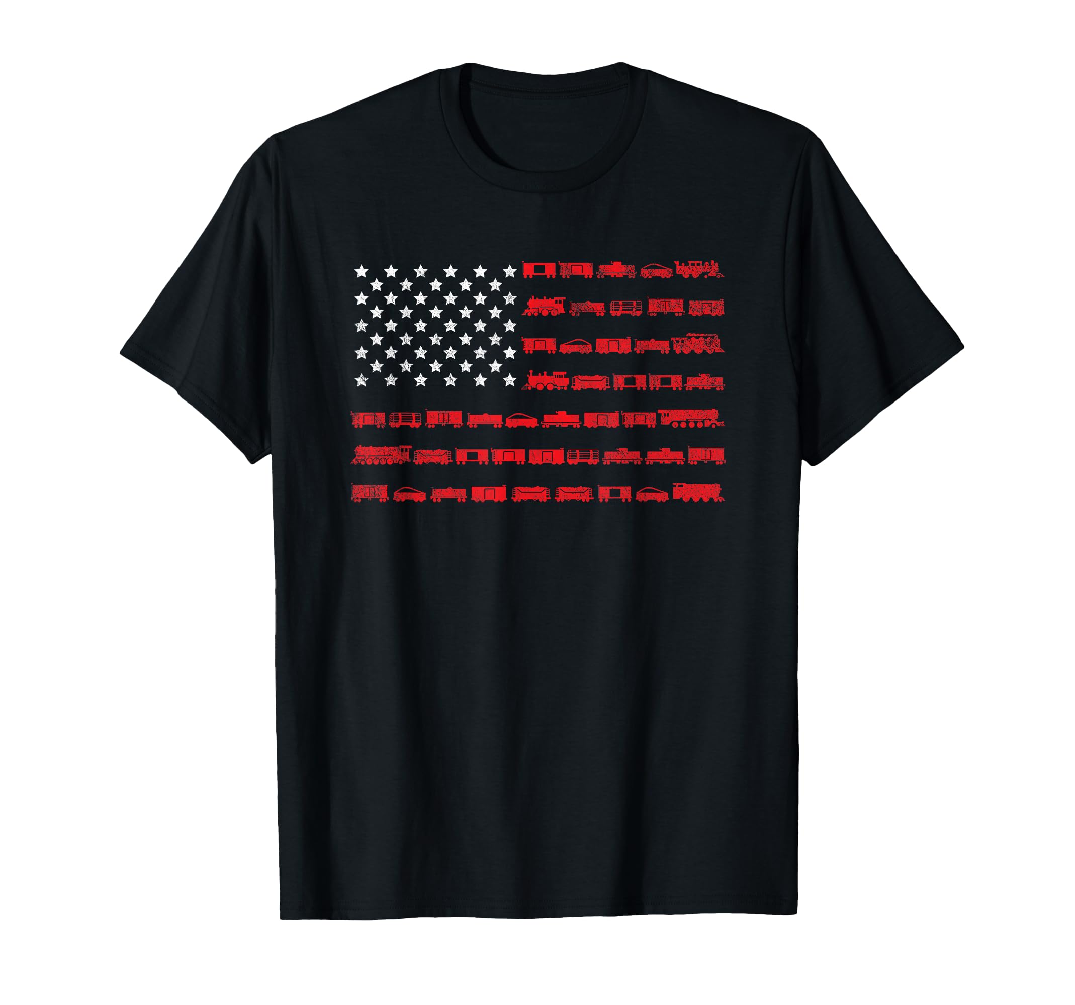 American Flag Railroad Train Conductor T-Shirt T-Shirt