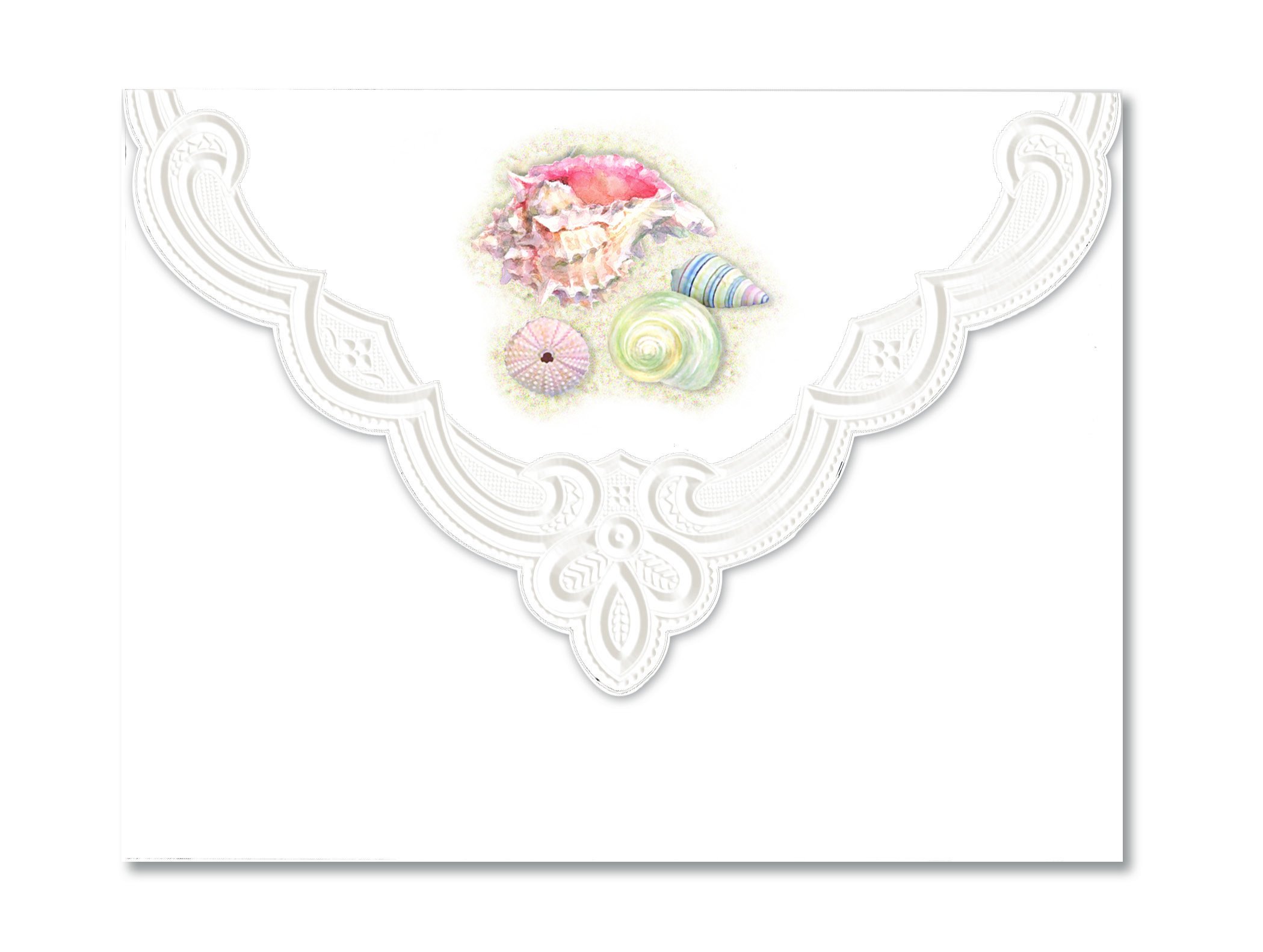 Carol Wilson Fine Arts Inc.- Sea Shells - Embossed & Die Cut Blank Note Cards in Portfolio Box - 10 Count - ncp2343