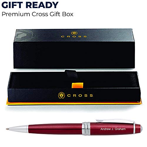 Dayspring Pens Cross Pen | Engraved/Personalized Cross Bailey Red Lacquer Ballpoint Gift Pen - Chrome Trim AT0452-8. Custom Engraving Included.