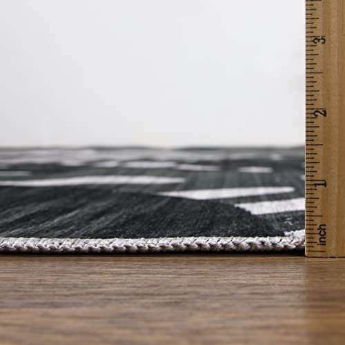 Abani 4' x 6' Rectangular Area Rugs - Machine Washable, Cream Green Leaf Contemporary Style Large Rugs, Polypropylene, Stain Resistant and Non-Shedding