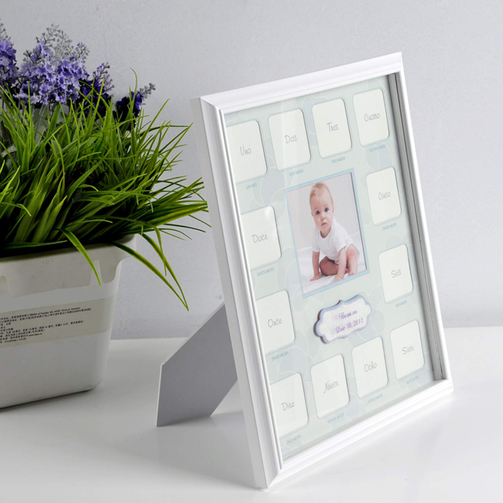 KMAKII Collage Photo Frame for Baby First Year 12 Month Keepsake Picture Photo Frame -Gift for Mom to Be or Expecting Parents-White