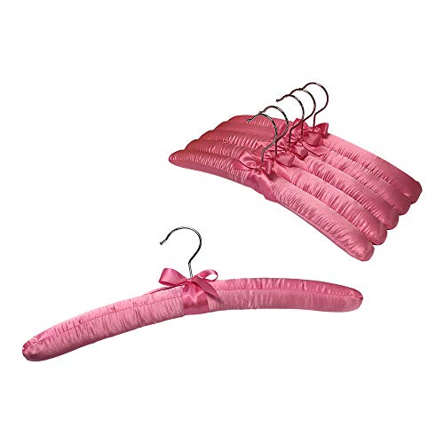 DBM IMPORTS 6 Pcs Smooth Satin Padded Hangers Pink 15" L for Dress Lingerie Bridal Cloth Hanging