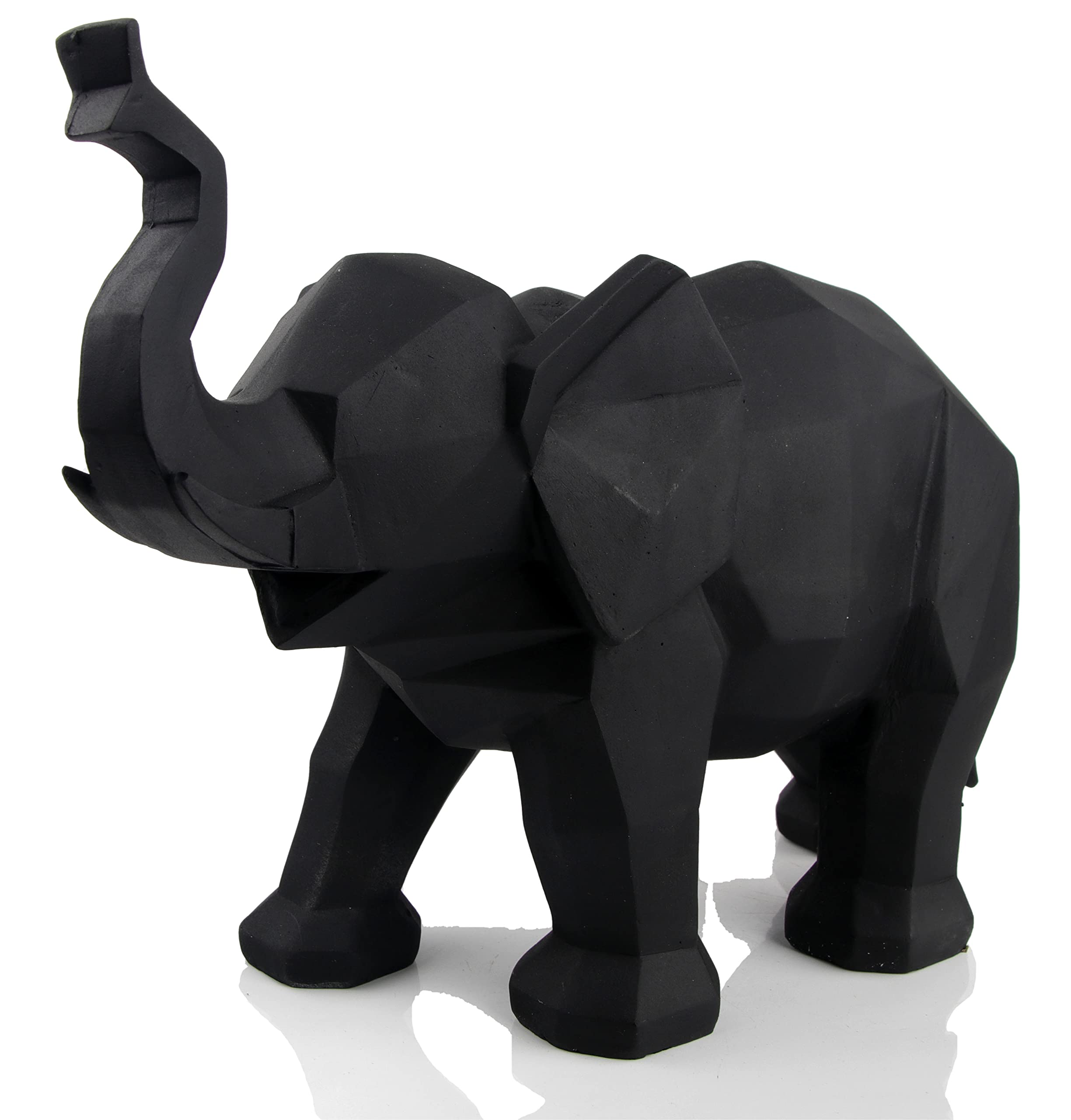 ABEESEA Large Black Elephant Sculpture Statue Collectible Figurines with Trunk Up Wealth Lucky Elephant Figurine,Perfect for Home Decor Gift