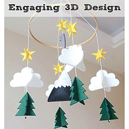 Baby Crib Mobile Wooden Wind Chime Mobile Crib Bed Forest Mobile Felt Moon Crib Mobile Nursery Decoration Toy Hanging Ornament Pendant Photography Props