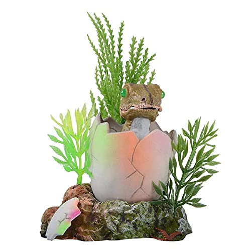 AnRui Aquarium Dinosaur Thematic Decorations Fish Tank Dinosaur Egg Hatching Out Ornaments with Plant Aquarium Oxygen Action Air Bubble Crafts