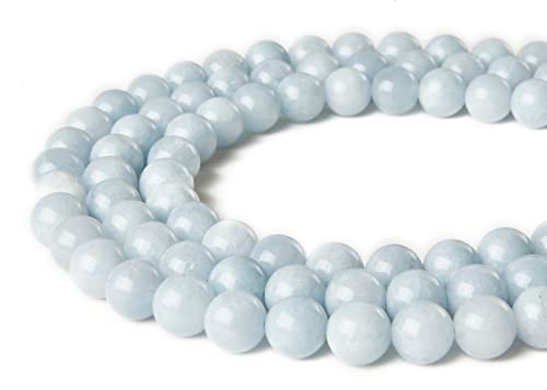 60pcs 6mm Aquamarine Beads Natural Gemstone Beads Round Loose Beads for Jewelry Making