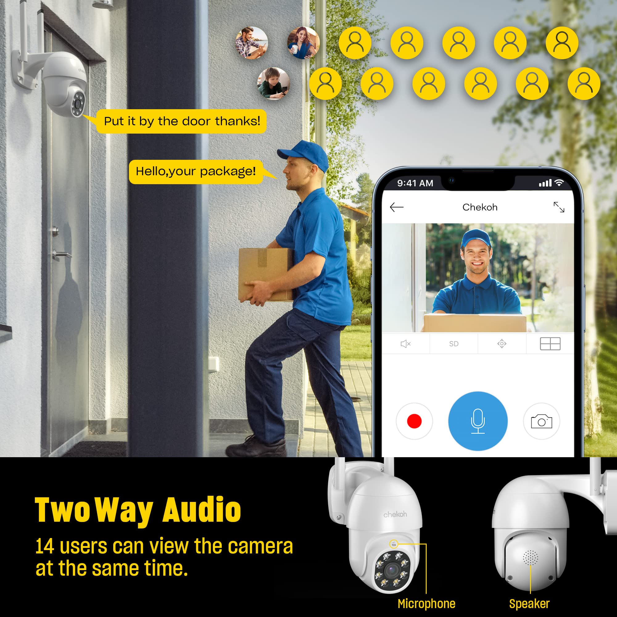 64GB Class 10 Micro SDXC 2K Security Cameras Outdoor - 3MP Color Night Vision Wireless WiFi Home Video Surveillance Pan & Tilt 360°