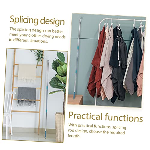 Abaodam 4pcs stitching clothes rail outdoor window shade stainless steel hangers outdoor tools Retractable closet pole extended closet pole clothing hook pole Professional Clothes Rod CD