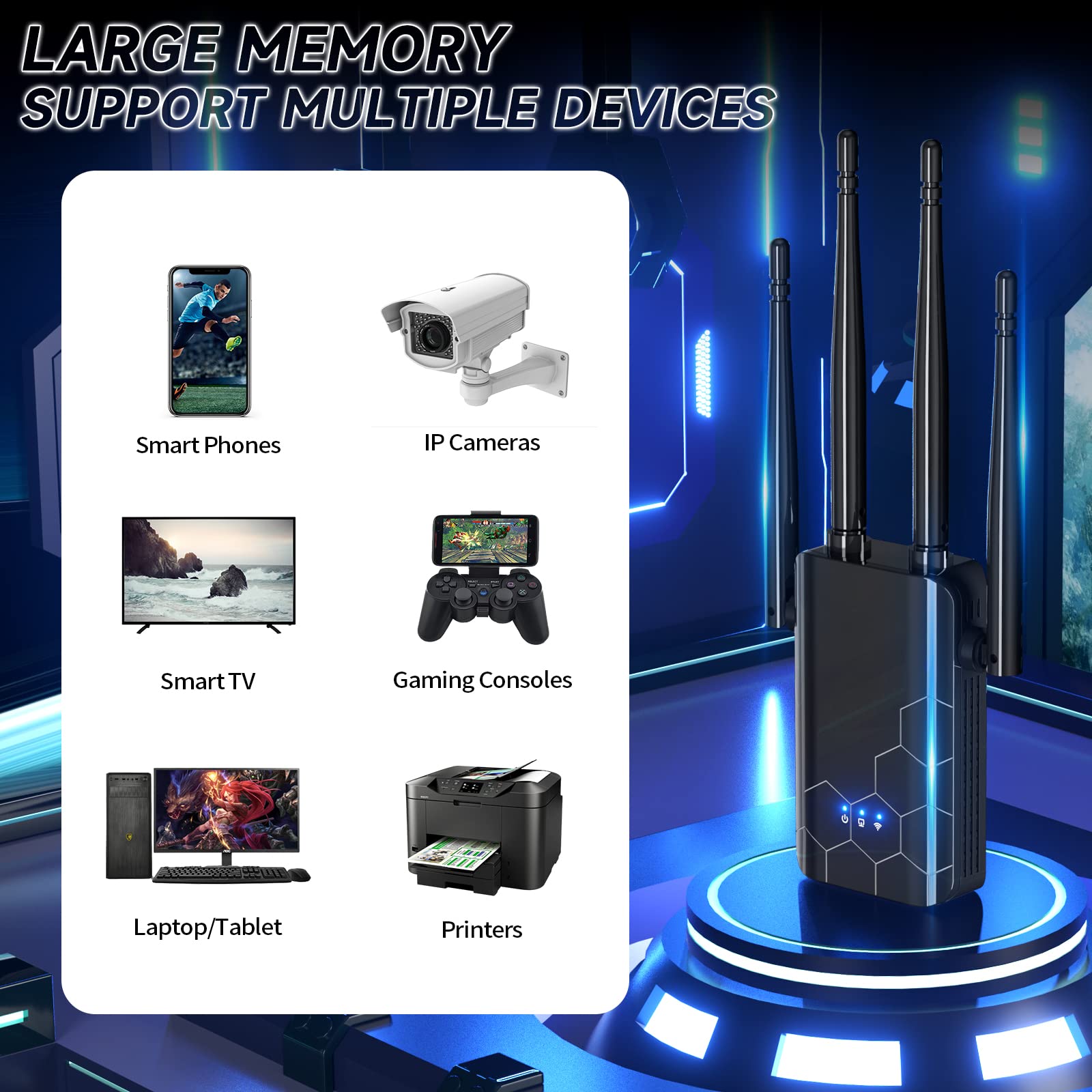 2023 WiFi Extender WiFi Booster, Long Range WiFi Extenders Signal Booster for Home, Internet Repeater Amplifier with Ethernet Port for Devices, Such as Laptops, Tablets, IP Camera
