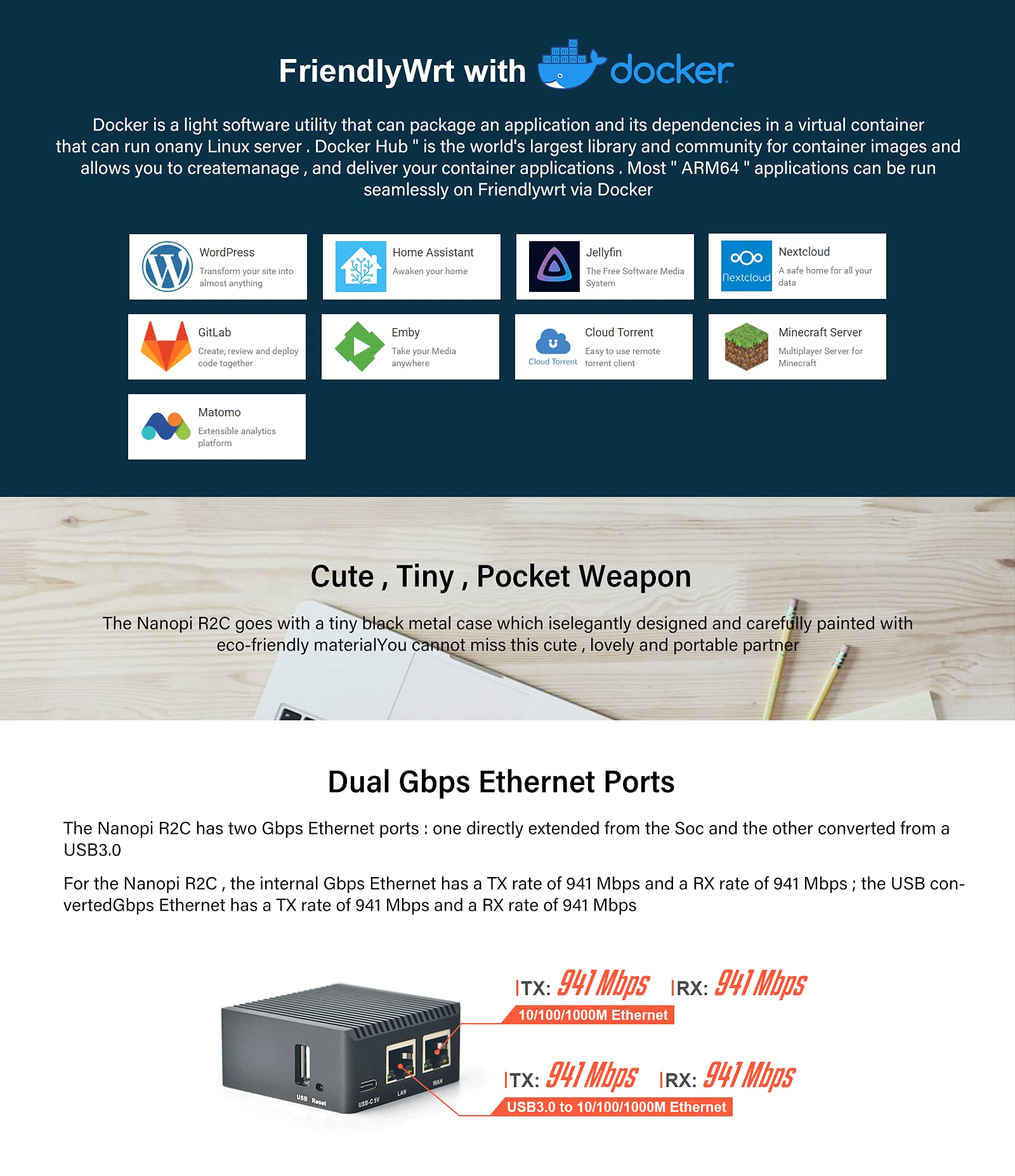FriendlyElec Nanopi R2S(Black) Mini Portable Travel Router OpenWRT with Dual-Gbps Ethernet Ports 1GB DDR4 Based in RK3328 Soc for IOT NAS Smart Home Gateway