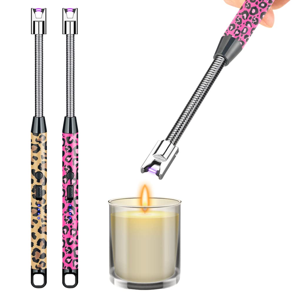 2 Pack Candle Lighter,Arc Lighter with USB Charging,Flameless Windproof,LED Battery Display,Safety Switch,Rotate 360 Degrees,for Aromatherapy,Candles,BBQ,Camping.(Blue&Black)