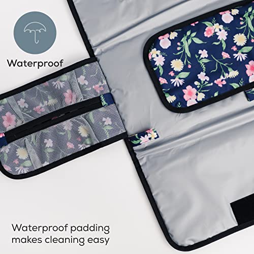 First Landings Portable Diaper Changing Pad - Convenient Travel Changing Pad and Wipe Holder - Portable Changing Pad - Navy