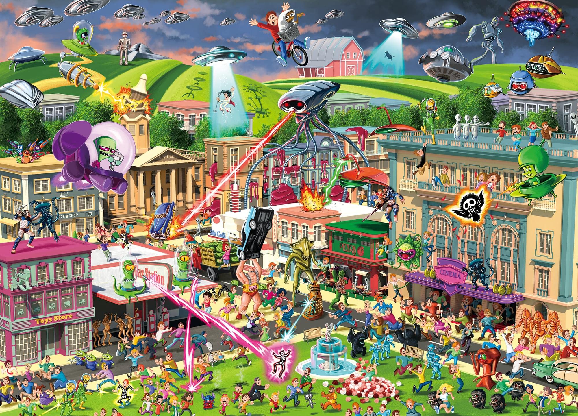 Alien Attack Sci-Fi Classics 1000-Piece Jigsaw Puzzle for Adults | Interactive Brain Teaser, Educational Toys & Games, Home Activities Building Kit for Creative Play | Nostalgic Gifts and Collectibles