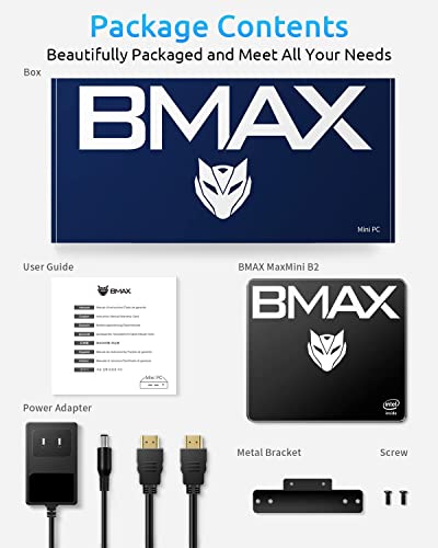 Bmax Mini PC N4020(Up to 2.8GHz) 6GB DDR4 128GB eMMC 4K Dual Display USB ×4 HDMI ×1 RJ45 Dual-Band Wi-Fi BT4.2 Mini Desktop Computer