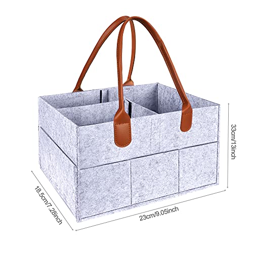 Baby Diaper Caddy Organizer Yubella Extra Large Nursery Storage Bin,Car Organizer for Diapers and Baby Wipes,Grey,Sturdy with Stiff Sides,Holds Enough Diapers,As Bed Organizer,Secondary Diaper Station