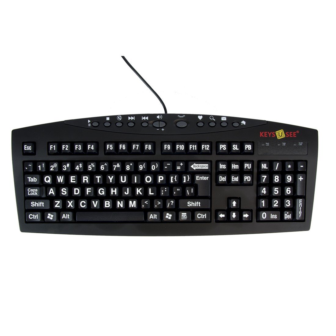 Ablenet Large Print English Black Keyboard with White Letters for The Visually Impaired (MG1512)