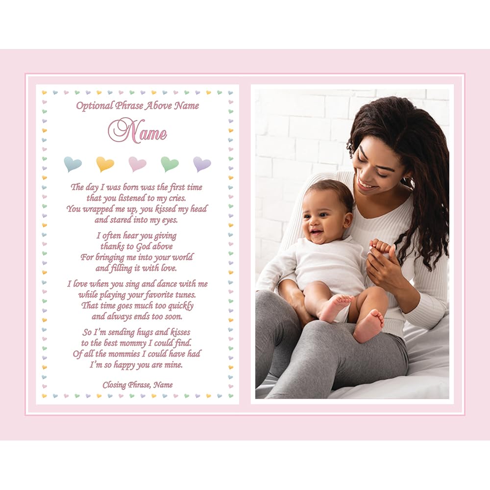 Baby Girl to Mommy Gift, Sweet Poem Personalized for Mom from Daughter, 8x10 Inch Custom Print