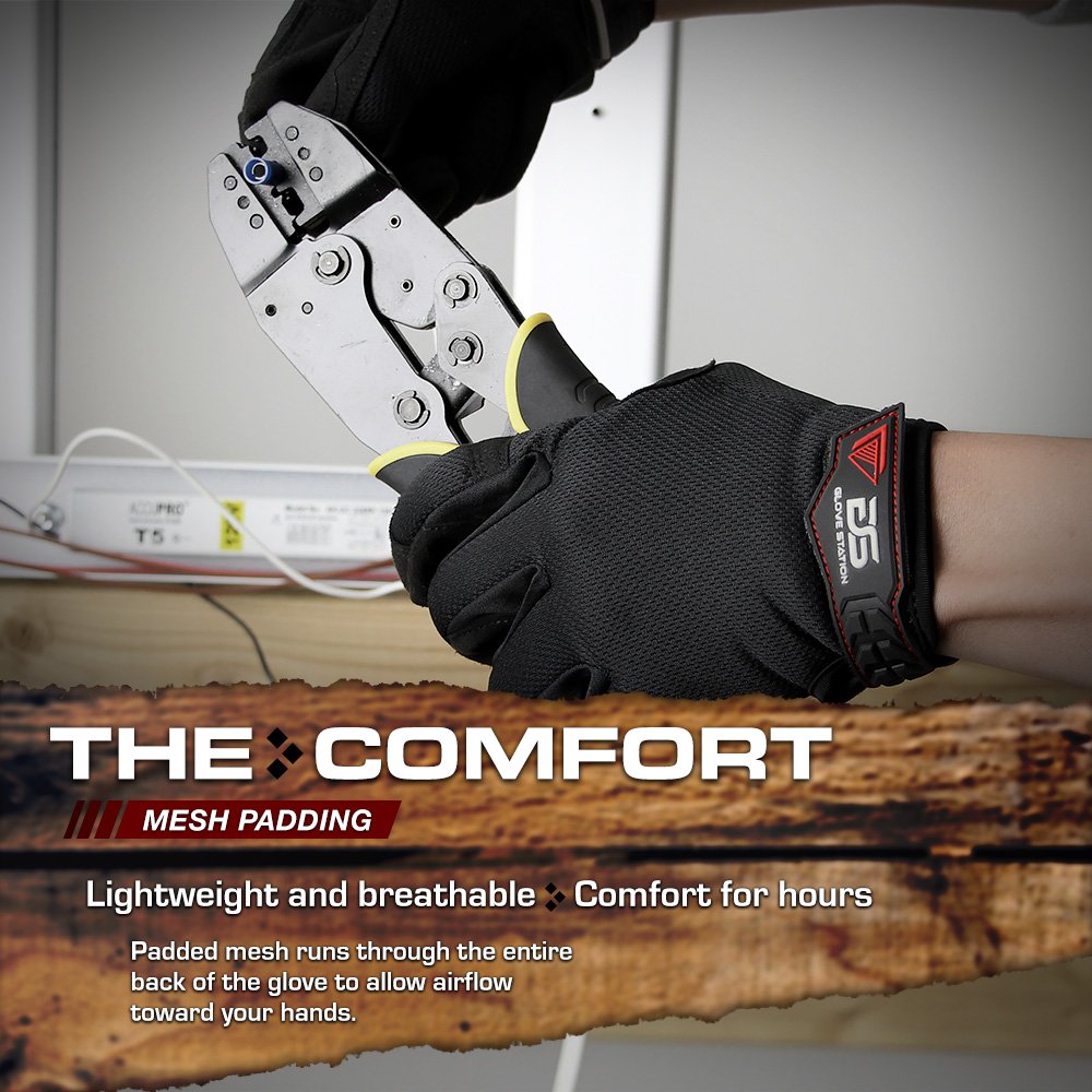 Glove Station Tactical Gloves for Men, Essential Series Covert Black, 2XL (1 Pack) - Dexterity Work Gloves, Mechanic Tactical Work Gloves, Heavy-Duty Protection for Utility & Outdoor Tasks