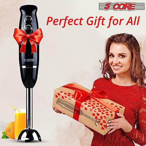5 Core Handheld Blender, Electric Hand Blender 8-Speed 500W, Immersion Hand Held Blender Stick with Food Grade Stainless Steel Blades for Perfect for Smoothies, Puree Baby Food & Soup