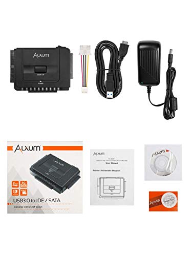 Alxum SATA IDE to USB 3.0 Hard Drive Adapter with Power, IDE to SATA Adapter External Hard Disk Reader for 2.5 / 3.5 inch IDE
